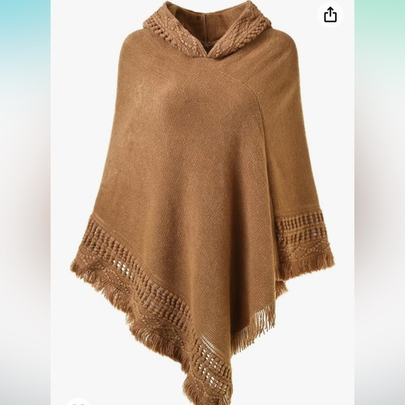 Tops | Fringe Poncho Tan One Size Fits All | Poshmark